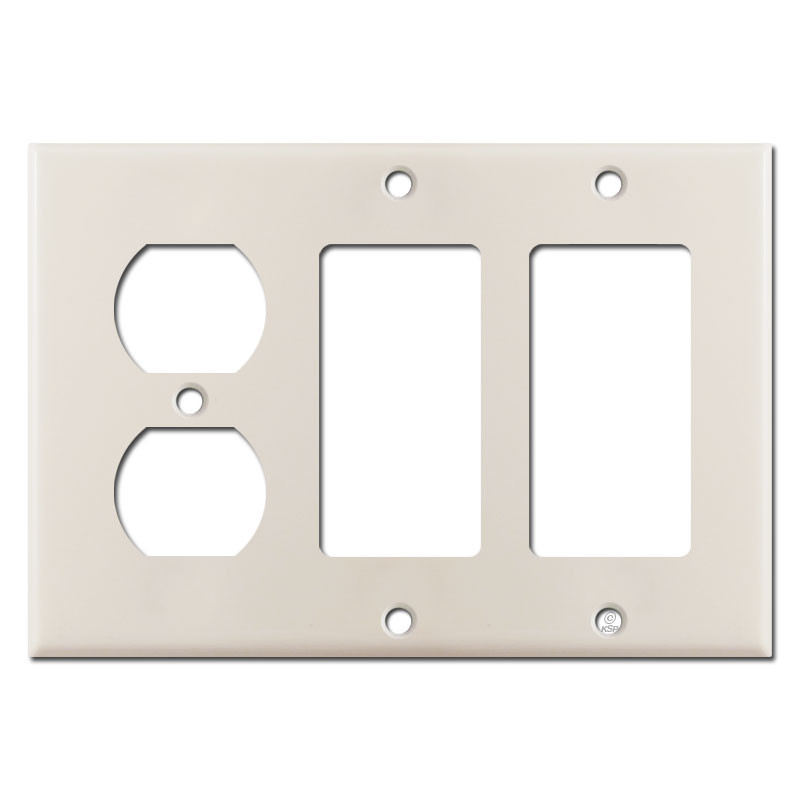 2 Duplex Outlet 1 Rocker Light Switch Covers - White