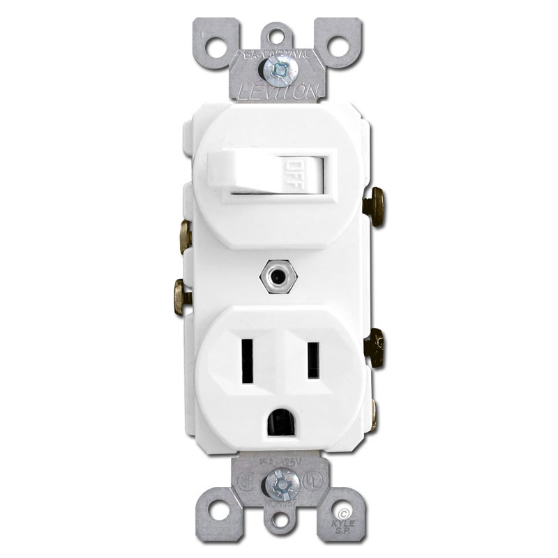 White Combo Duplex Toggle Switch and Pilot Light