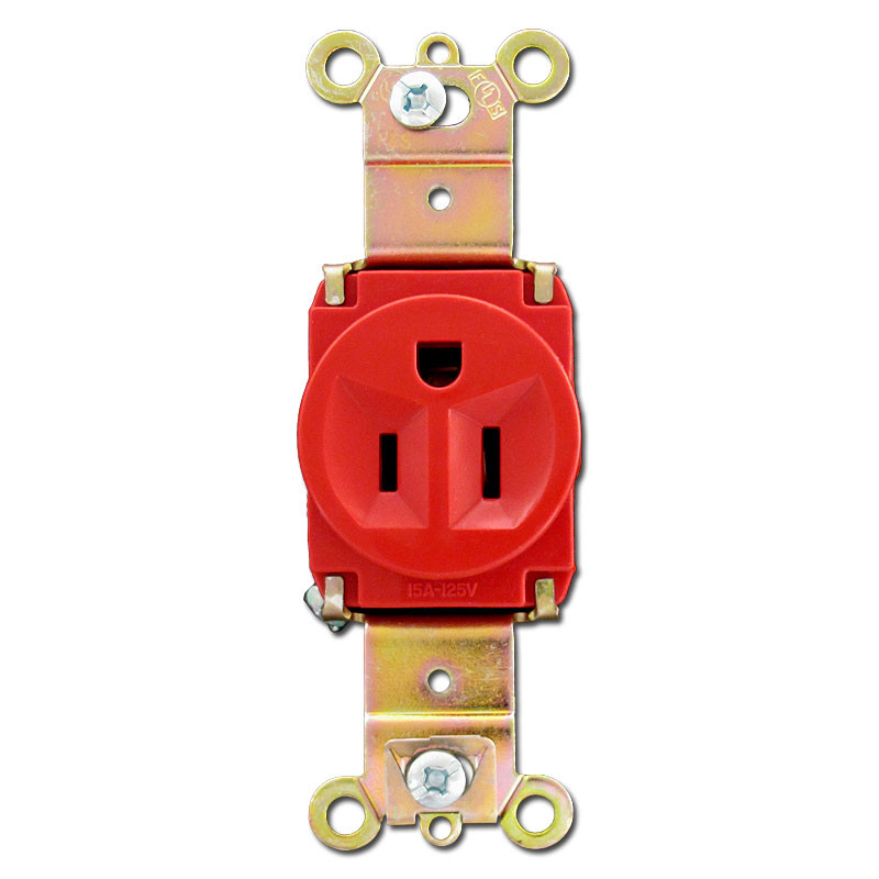 Red 15A Single Round Outlet Receptacle | Kyle Switch Plates