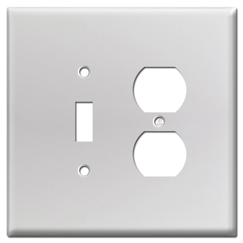 Oversized Receptacle Toggle Switch Cover Plate - Brushed Aluminum