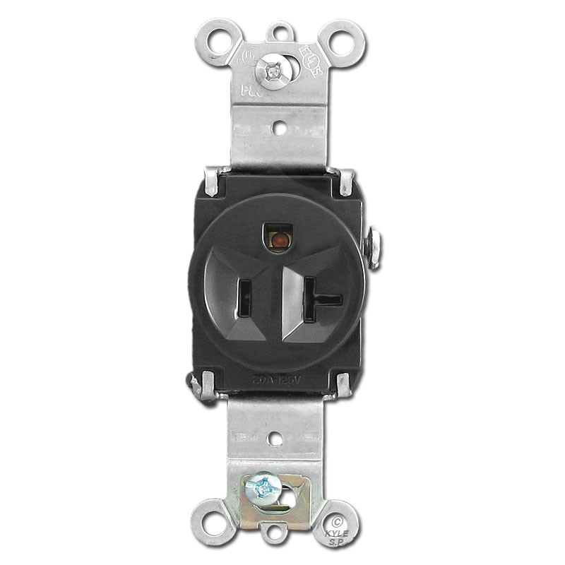 White Round 20A Single Electrical Receptacle