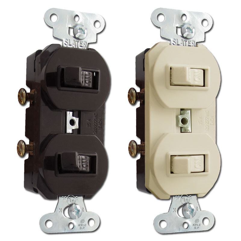 Duplex Stacked Toggle Switches - Single Pole Grounding P&S 690G