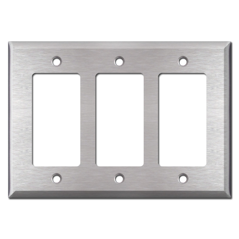 3 GFCI Decora Rocker Switch Plates - Satin Stainless Steel