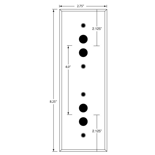 Tandem Stacked 2 Push Button Switch Plate on 4'' Centers