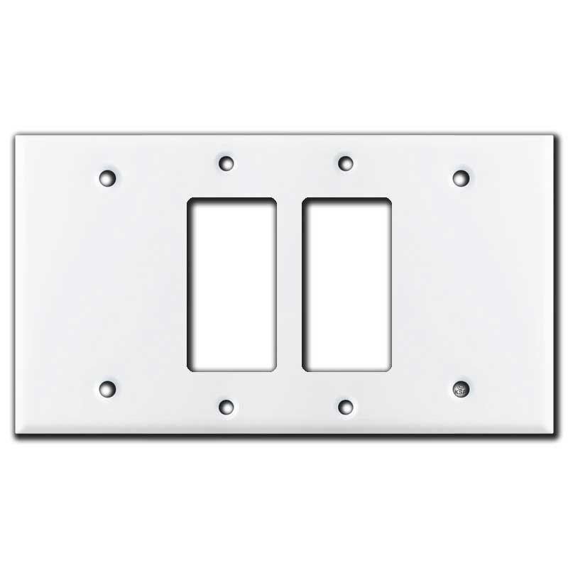 Flat Low Profile 2-Gang Blank Wall Switch Plate Cover - White