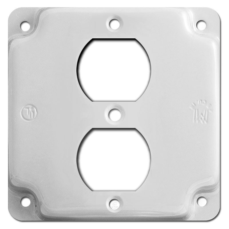 Center Mount Duplex Outlet Utility Box Cover - White