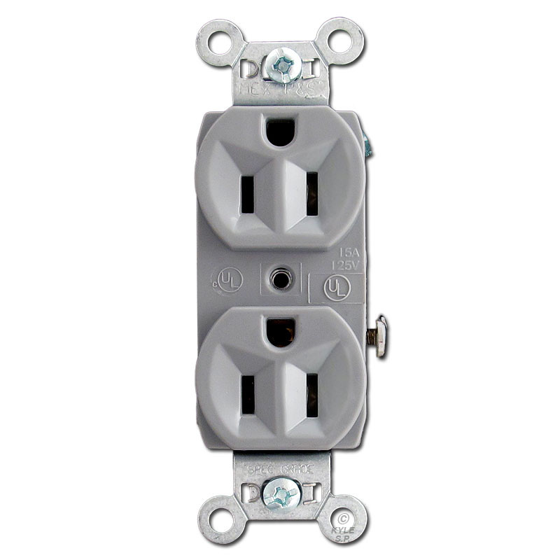 Black 15A Duplex Receptacle - Hubbell 5252 | Kyle Switch Plates