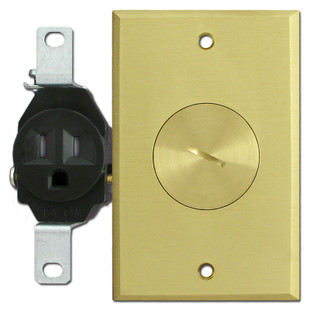 Floor Mounted Tamper Resistant Single Outlets with Brass Cover Plate