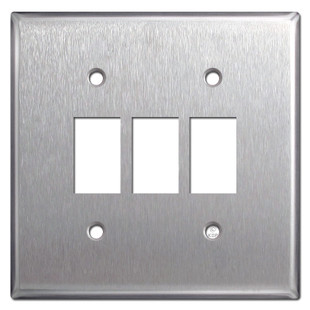 Low-Voltage 3 GE Switch Bracket Mount Wall Plate - Stainless Steel