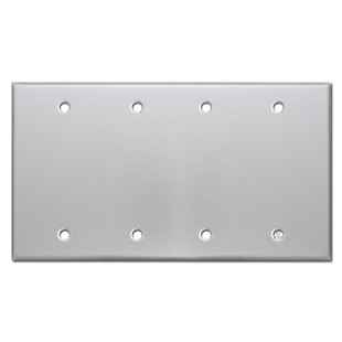 4 Blank Wall Switch Plate Covers - Brushed Aluminum