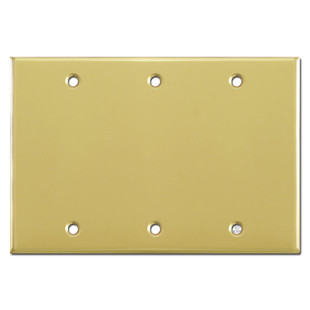 3 Gang Blank Wall Plate Cover - Polished Brass | Kyle Switch Plates