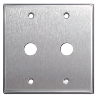 Double .625'' Phone Cable Outlet Cover Plates - Satin Stainless Steel