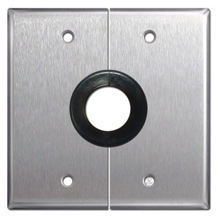 2 Gang Split Wall Switchplates with 1'' Opening - Stainless Steel