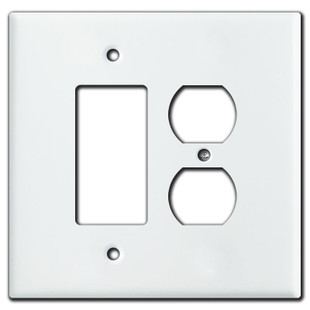 Oversized 1 Decora Rocker 1 Outlet Switch Plates - White