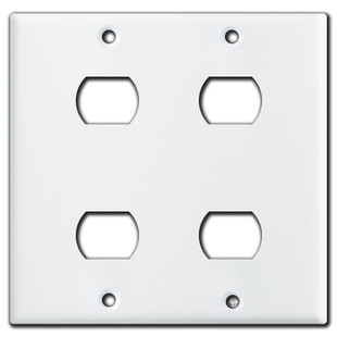 Double Gang 4 Stacked Switch Despard Wall Plate - White