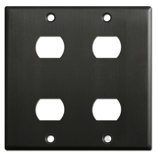Double Gang 4 Tandem Despard Switch Wallplate - Dark Bronze