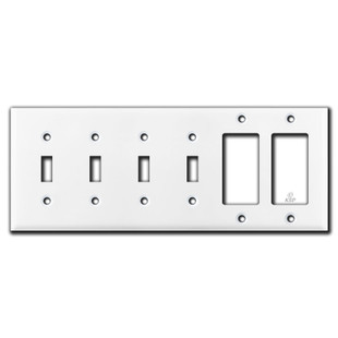 4 Toggle & 2 Decora Rocker Switch Wall Plate - White