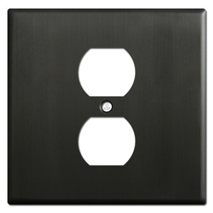 Two Gang One Center Outlet Faceplate - Dark Bronze