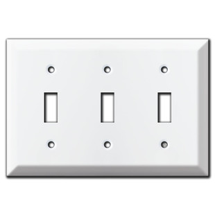 Raised 3 Toggle Light Switch Cover - White