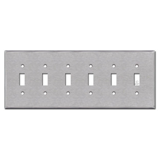 6 Gang Toggle Switchplate - Spec Grade Stainless Steel
