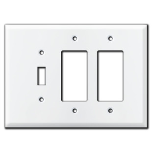 Oversized Toggle and Two Rocker Combo Switch Plate - White