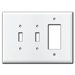 Jumbo 2 Toggle and 1 Rocker Switch Plates - White