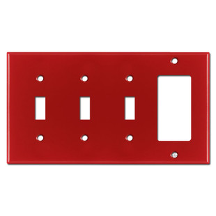 1 Rocker 3 Toggle Switch Plate - Red | Kyle Switch Plates