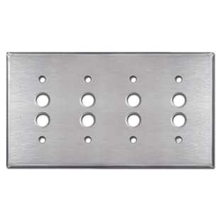 4 Push Button Switch Plate Covers - Satin Stainless Steel