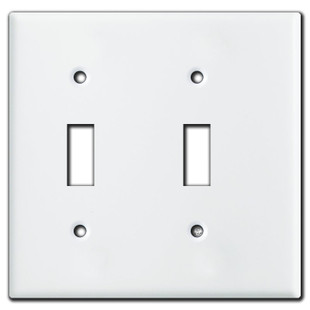 White Narrow 2 Toggle Light Switch Cover for Tight Spaces - USA Made