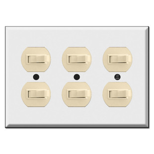 6 Switch Cover - 3 Gang 2 Rows of Stacked Toggle Switches