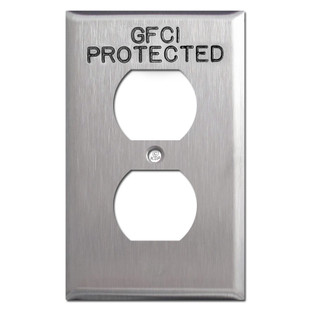 Engraved GFCI PROTECTED Duplex Outlet Covers for Critical Locations