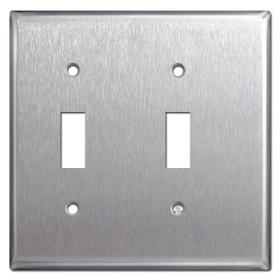 Offset Narrow Trimmed 2 Toggle Plate - Satin Stainless Steel