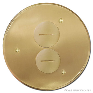 Round Duplex Electrical Floor Box Cover - Brass