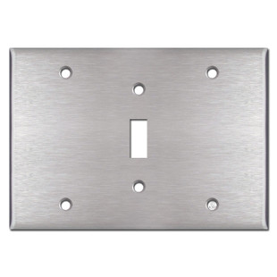 3-Gang 1 Middle Toggle Switchplate - Satin Stainless Steel