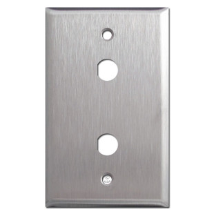 Double 1/2'' D Hole Coax Connector Wall Plate - Satin Stainless Steel