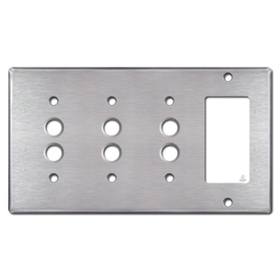 3 Push Button + 1 Decor Rocker Wall Plate - Satin Stainless Steel
