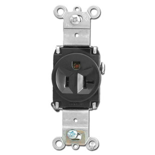 Black Round 20A Single Receptacle Outlet | Kyle Switch Plates