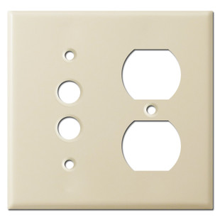 1 Push-Button 1 Duplex Outlet Light Switch Plate - Ivory