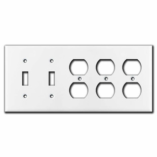 5-Gang 2-Toggle 3-Duplex Switch Plate - White | Kyle Switch Plates