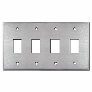 4-Gang 4-Switch New Style GE Low Voltage Plate - Stainless Steel