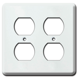 2-Gang Duplex FS Box Cover for 4 Plugs on Surface Box - White