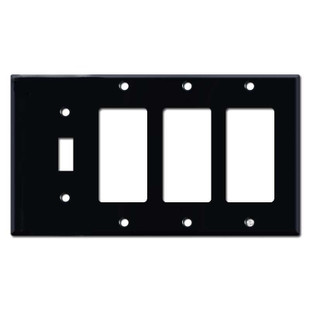 1 Toggle 3 Rocker Switch Cover Plate - Black | Kyle Switch Plates