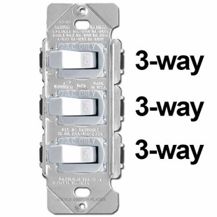 Stacked Three 3-Way Despard Toggle Switch Set - White | Kyle