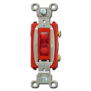 Red 20A Pilot Light Toggle Switches - P&S PS20AC1-CRPL