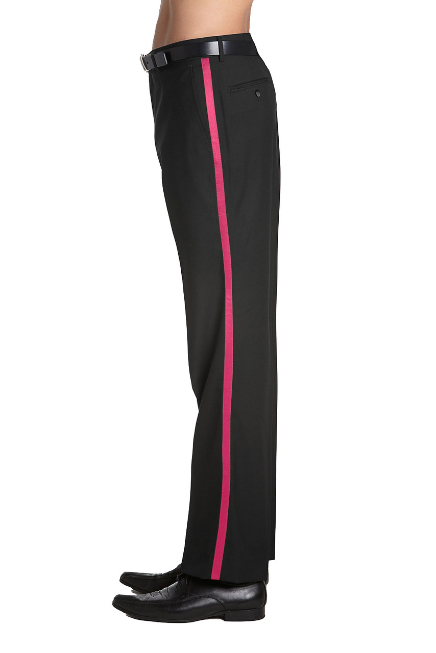 CONCITOR Men's TUXEDO Pants Tux Flat Front FUSCHIA HOT PINK Satin Band ...