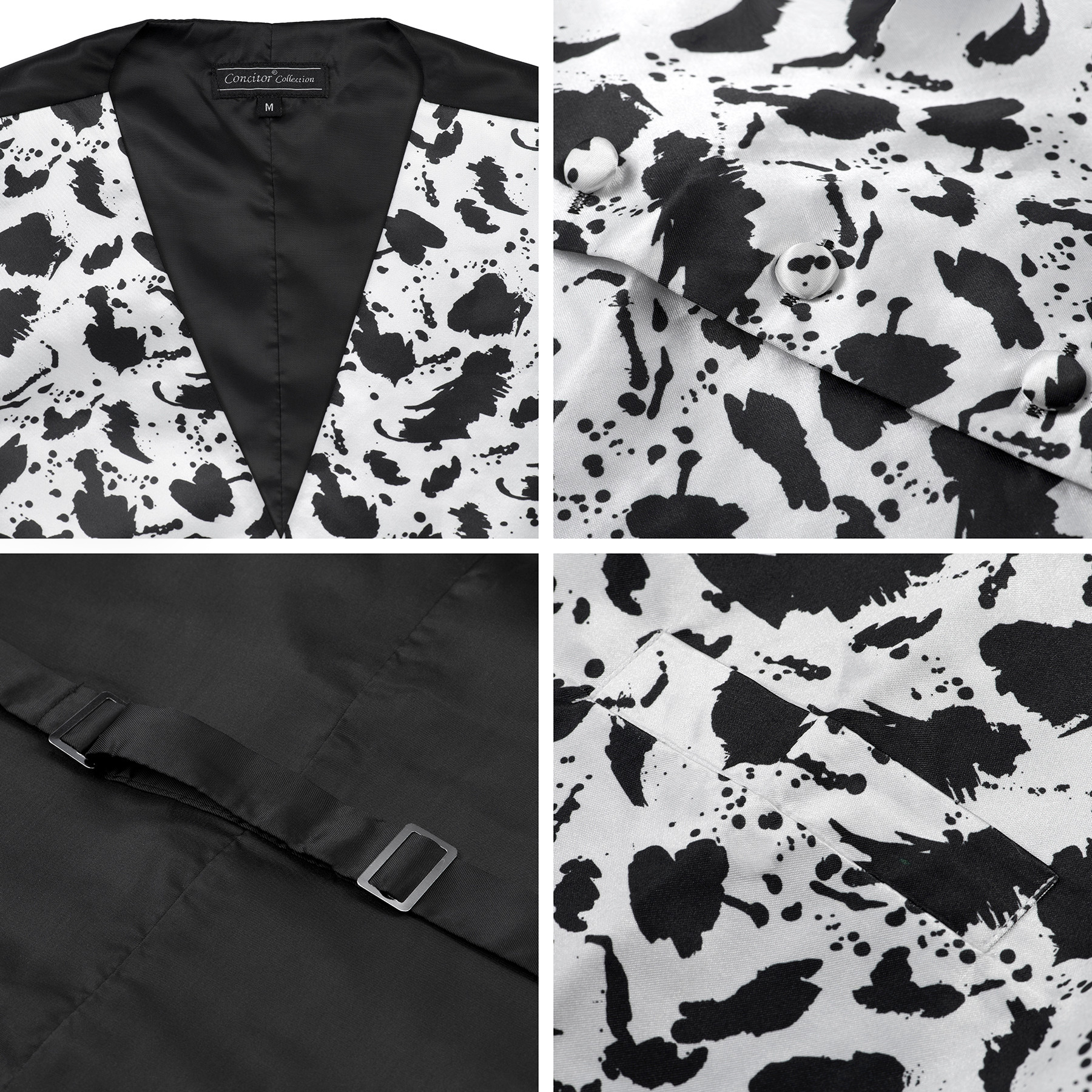 Cow Print Vest for Men | Stylish Bow Tie & Hanky Set