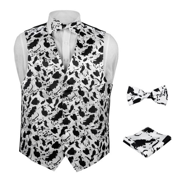 Cow Print Vest for Men | Stylish Bow Tie & Hanky Set