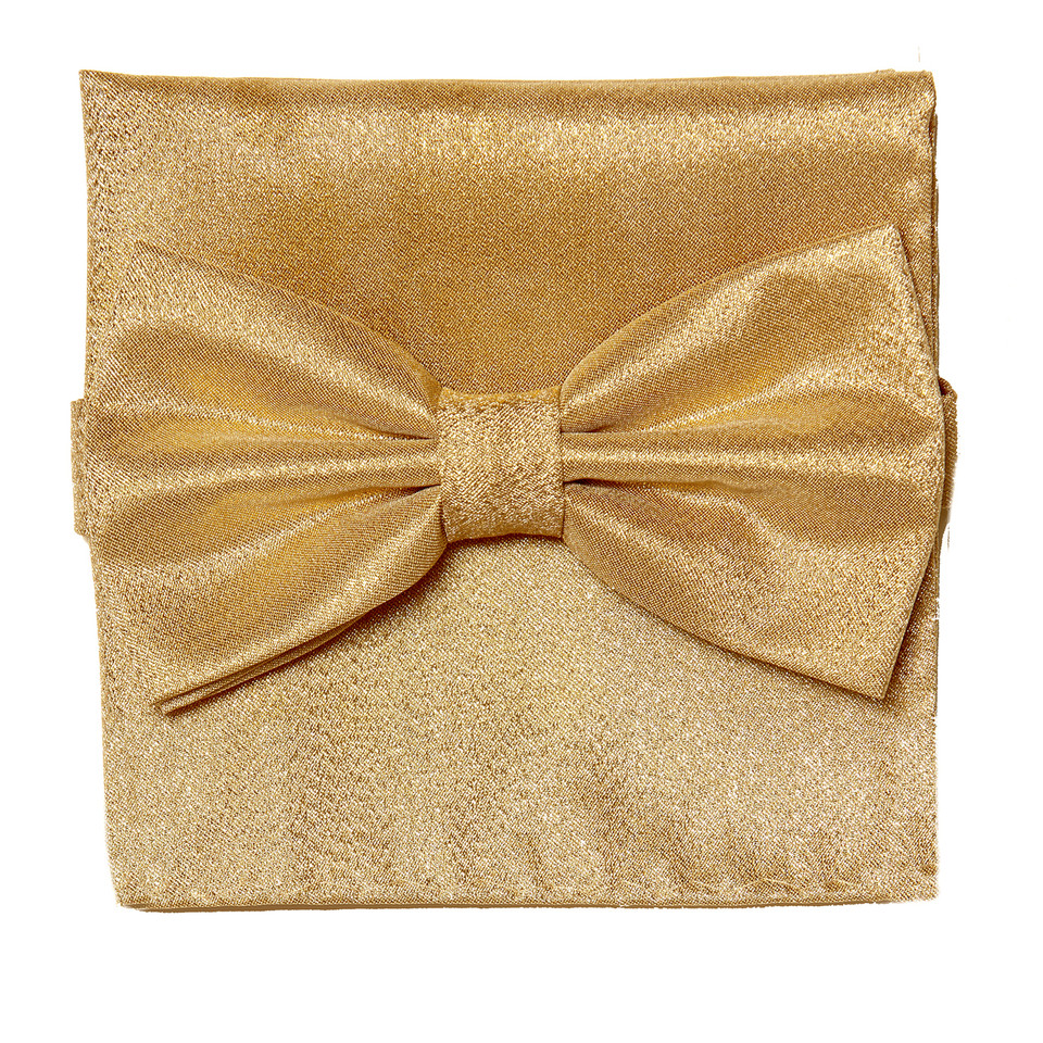 Bow Tie Handkerchief Set Gleaming Metallic Design GOLD Color BowTie ...