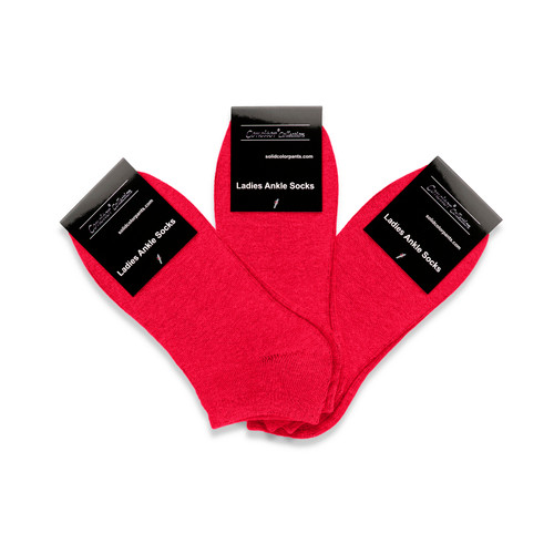 CONCITOR Women's Dress Socks Solid Red Color COTTON Low Cut No Show ...