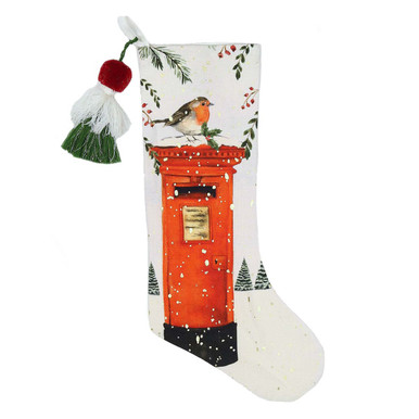 Robin on Postbox Traditional Christmas Stocking | Westminster Abbey Shop